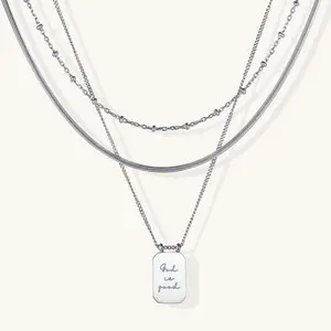 MANTRA God Is Good Layered Necklace - Silver