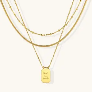 MANTRA God Is Good Layered Necklace - Yellow Gold