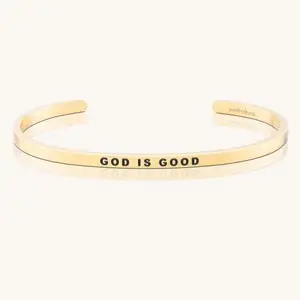 MANTRA God Is Good Bangle - Yellow Gold