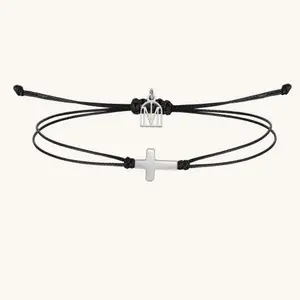 MANTRA Cross String Bracelet - Silver