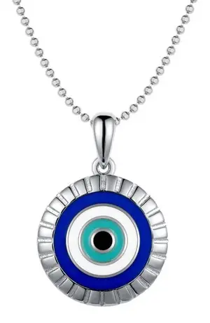 MANTRA Evil Eye Pendant Necklace In Sterling And 24k Vermeil With Enamel - Silver