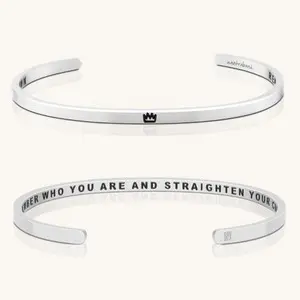 MANTRA Remember Who You Are And Straighten Your Crown Bracelet - Silver