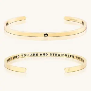 MANTRA Remember Who You Are And Straighten Your Crown Bracelet - Yellow Gold
