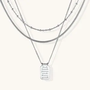 MANTRA Kind Heart, Fierce Mind Pendant Necklace - Silver