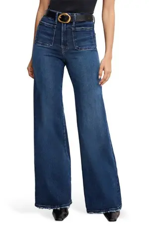 Good American Soft-tech Good Waist Patch Pocket High-waist Palazzo Jeans - Indigo511