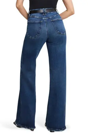 Good American Soft-tech Good Waist Patch Pocket High-waist Palazzo Jeans - Indigo511