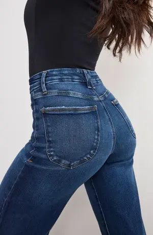 Good American Soft-tech Good Waist Patch Pocket High-waist Palazzo Jeans - Indigo511