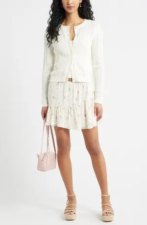 Bp. Pointelle Knit Cardigan - Ivory