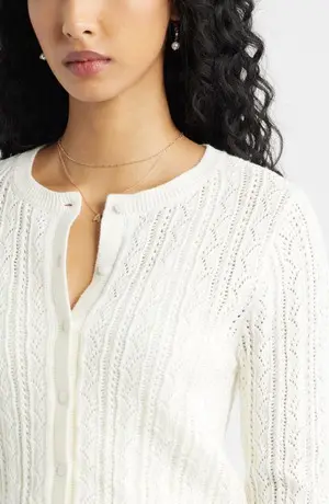 Bp. Pointelle Knit Cardigan - Ivory