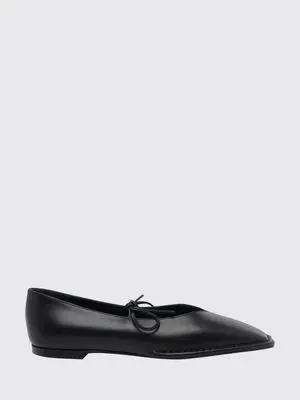 ALOHAS Sway Smooth Leather Ballet Flats With Straps And Square Toe - Black