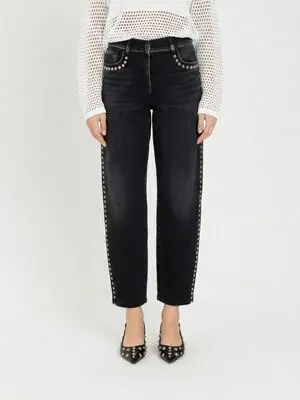 TWINSET Studded Denim Straight Jeans