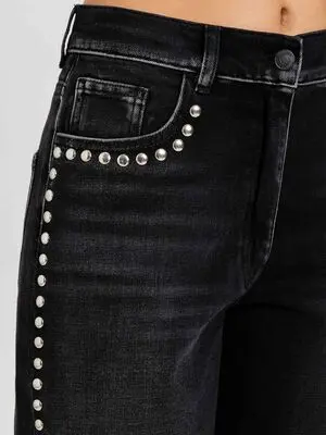 TWINSET Studded Denim Straight Jeans