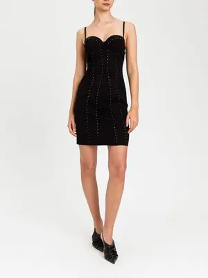 TWINSET Viscose Blend Mini Dress With Rhinestones