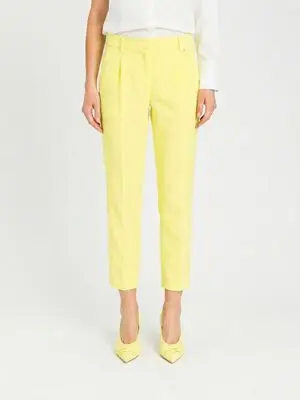 TWINSET Crêpe Cropped Slim Fit Trousers - Lime