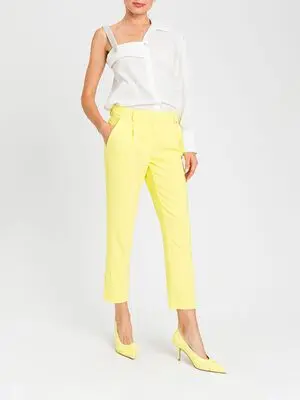 TWINSET Crêpe Cropped Slim Fit Trousers - Lime