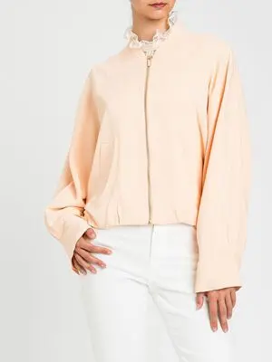 TWINSET Stretch Viscose Bomber Jacket - Peach