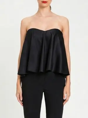TWINSET Satin Off-the-shoulder Top - Black