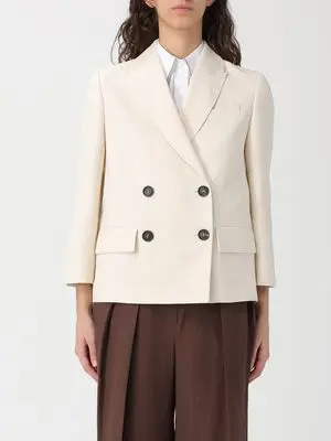 Brunello Cucinelli Double Breasted Blazer - Cream