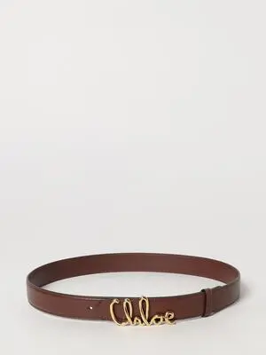 Chloé Iconic Smooth Calfskin Belt With Logo Buckle Brown