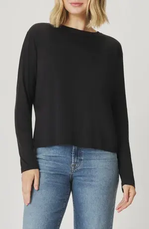 Splendid Lila Long Sleeve Cotton Top - Black