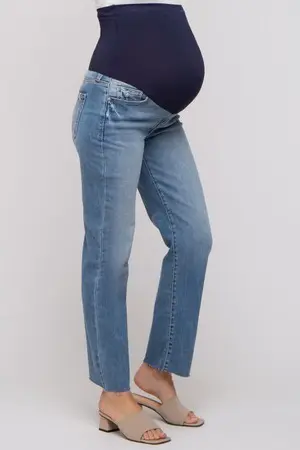 PINKBLUSH Raw Hem Straight Maternity Jeans