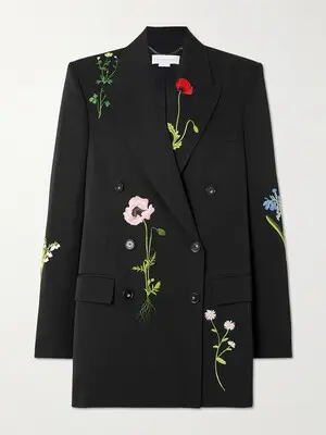 Stella McCartney Oversized Wool-twill Blazer With Floral Embroidery