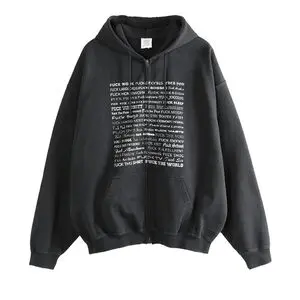 Vetements Fuck Everything Zip-up Hoodie - Black