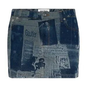 Jean Paul Gaultier Newspaper Print Mini Skirt - Blue