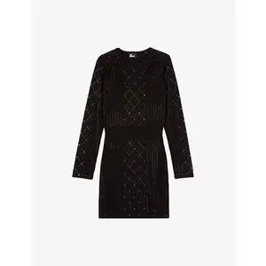 The Kooples Stud-embellished Knitted Mini Dress
