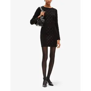 The Kooples Stud-embellished Knitted Mini Dress