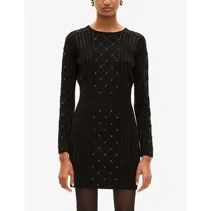 The Kooples Stud-embellished Knitted Mini Dress