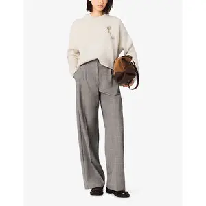 Maje Checked Straight-leg Stretch Wool-blend Trousers