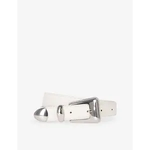 The Kooples Western Buckle Leather Belt - Beige Ecru