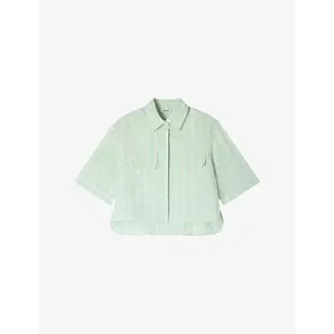 Sandro Check-print Cropped Cotton Shirt