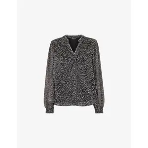 Whistles Dragonfly-print Long-sleeve Blouse - Black