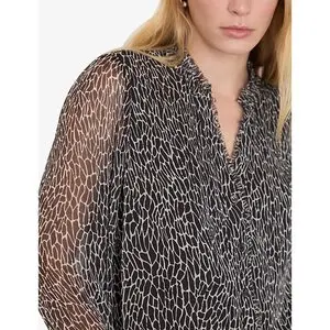 Whistles Dragonfly-print Long-sleeve Blouse - Black