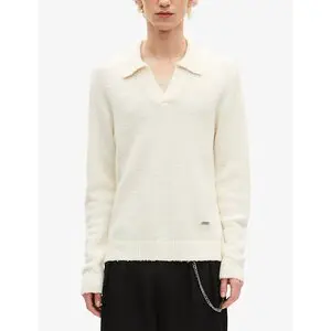 The Kooples Open-collar Long-sleeve Wool Jumper - Light Beige