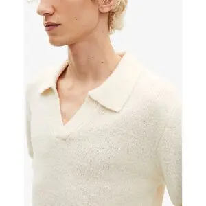 The Kooples Open-collar Long-sleeve Wool Jumper - Light Beige
