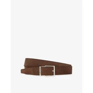 The Kooples Branded-buckle Suede Belt - Chocolate