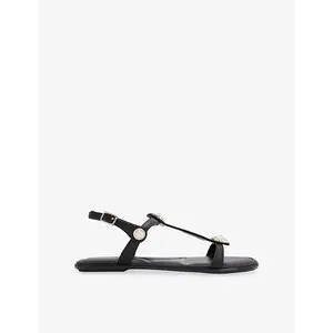 Carvela Amalia Leather Flat Sandals - Black