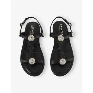 Carvela Amalia Leather Flat Sandals - Black
