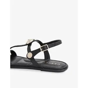 Carvela Amalia Leather Flat Sandals - Black