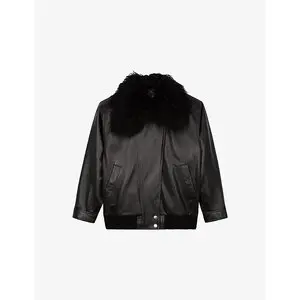 The Kooples Relaxed-fit Leather Jacket With Removable Collar