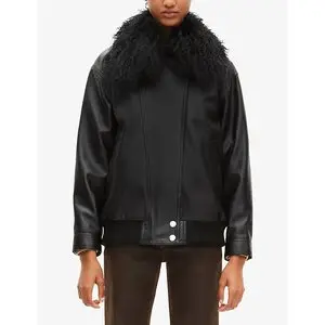 The Kooples Relaxed-fit Leather Jacket With Removable Collar