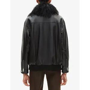 The Kooples Relaxed-fit Leather Jacket With Removable Collar
