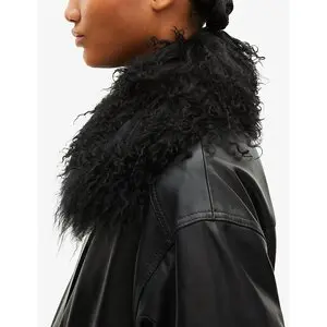 The Kooples Relaxed-fit Leather Jacket With Removable Collar
