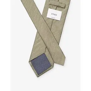Eton Woven Linen And Silk Neck Tie - Mid Green