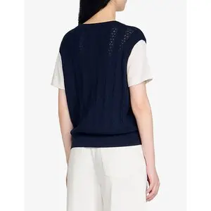 Sandro Short-sleeve Pointelle-knit Wool Jumper