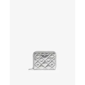 Zadig&Voltaire Mini Zv Monogram Metallic-leather Wallet - Silver
