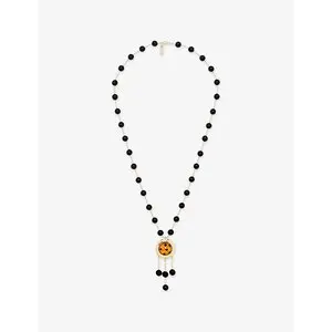 The Kooples Beaded Brass Pendant Necklace - Gold